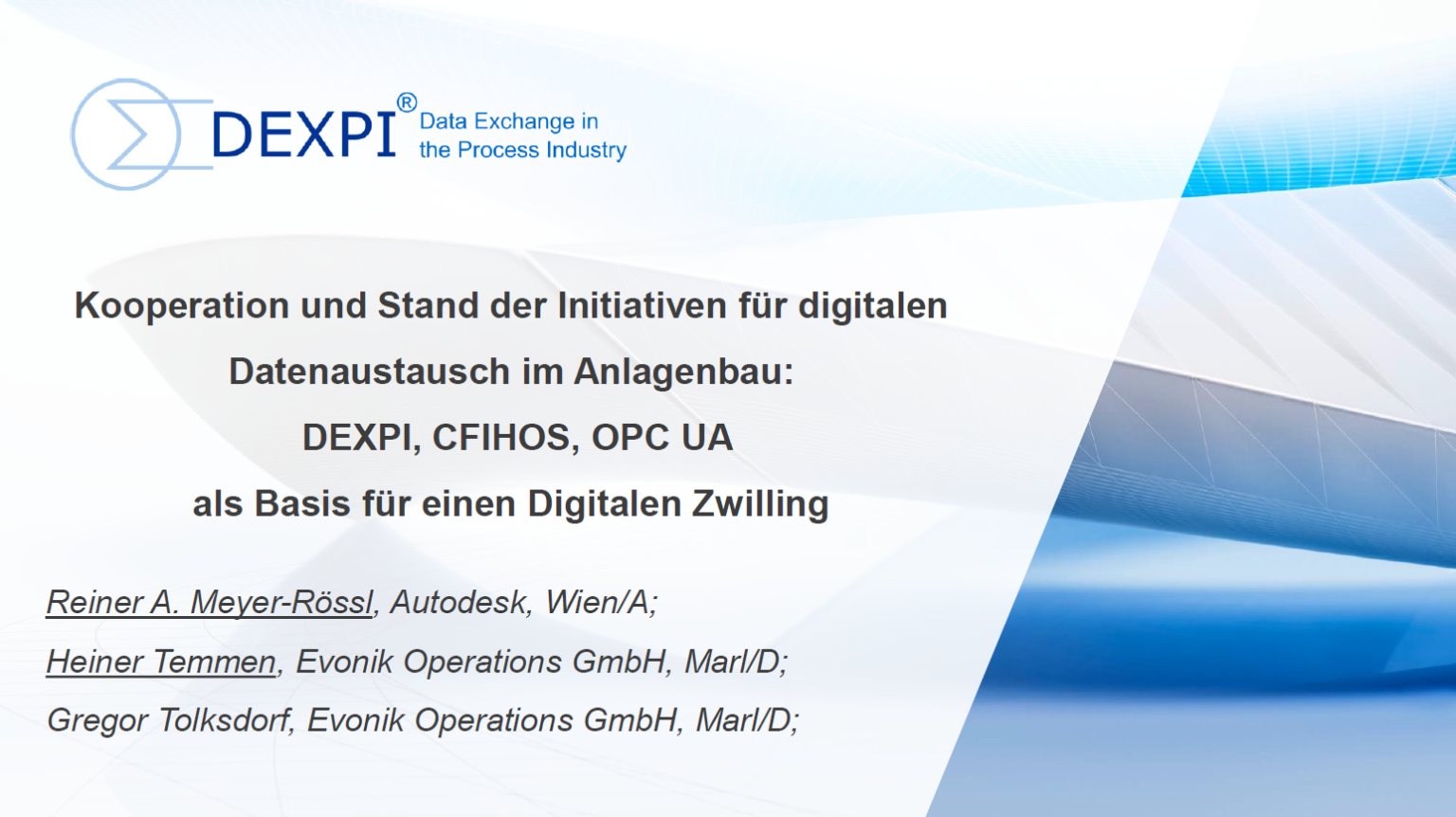 DEXPI presentation at #PAAT JT 2020 – DEXPI